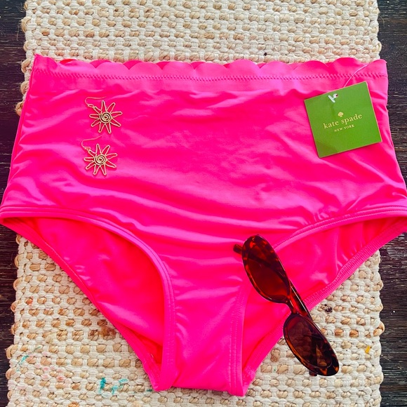 kate spade | Swim | Kate Spade Pink Highwaisted Bikini Scalloped Bottom ...